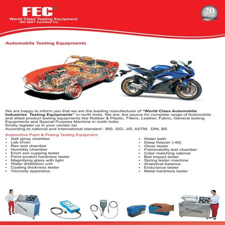 Testing/Manufacture/Automobile & Paint Testing Equipments | PDF ...