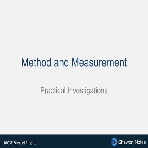 Methods and Measurement - IGCSE Edexcel Physics | PPT