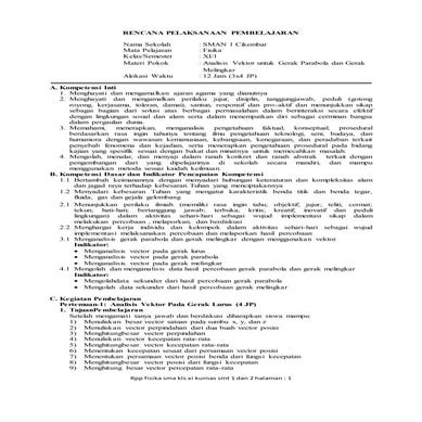 1. sma kelas xi rpp kd 3.1;4.1 analisis vektor gm dan gp (karlina 1308233) final | PDF