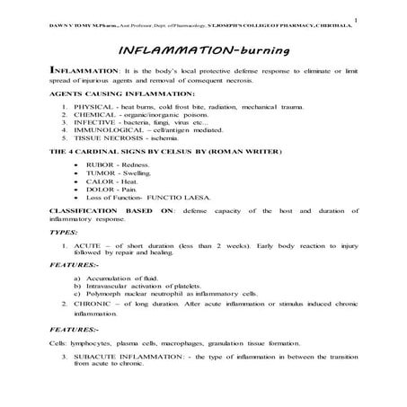 INFLAMMATION PATHOPHYSIOLOGY | DOCX