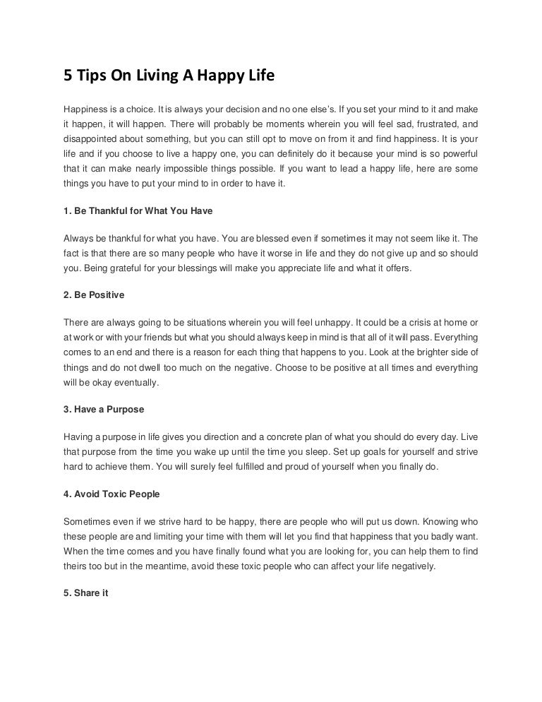 5 Tips On Living A Happy Life