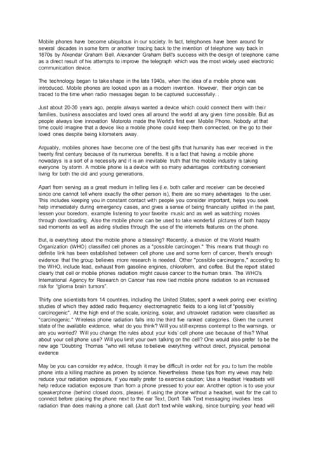 Persuasive speech sample on cell phones importance | DOCX