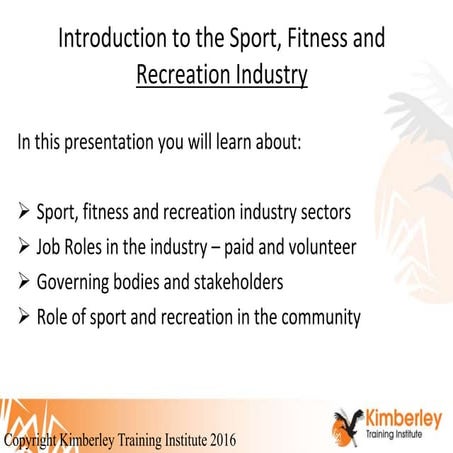 1. Introduction to the sport, fitness and recreation industry | PPTX
