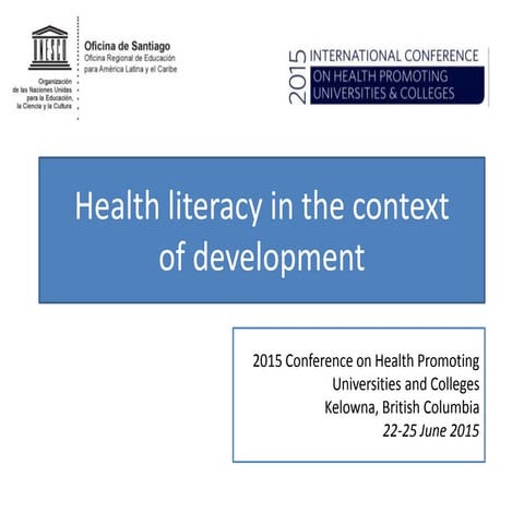 UNESCO: Health Promotion Literacy in a Development Context | PPTX