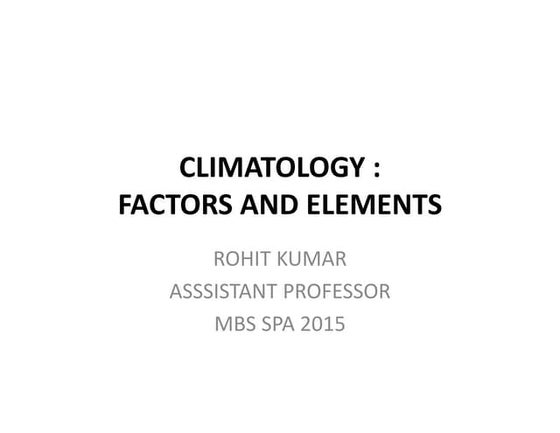 Introduction to Statistics for Climatology | PPT