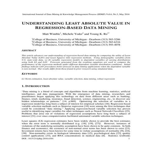 UNDERSTANDING LEAST ABSOLUTE VALUE IN REGRESSION-BASED DATA MINING | PDF
