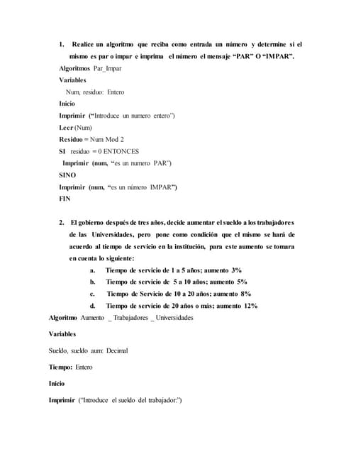 Ejercicios de estructuras selectivas (resueltos) | PDF