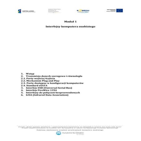Interfejsy komputera osobistego | PDF | Computer Peripherals | Computing