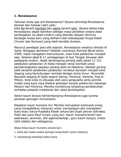 Perkembangan seni rupa era Renaissance | PPT