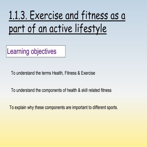 Fitness and an active lifestyle | PPT