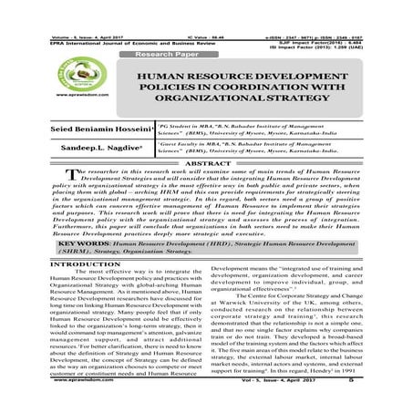 “Human Resource Development Policies in Coordination with ...