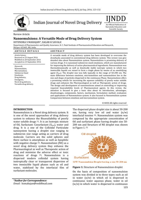 Nanoemulsion and Nanoemulgel as a Topical Formulation | PDF
