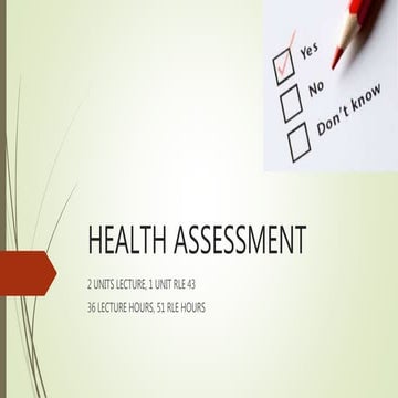 HEALTH ASSESSMENT INTO | PPTX