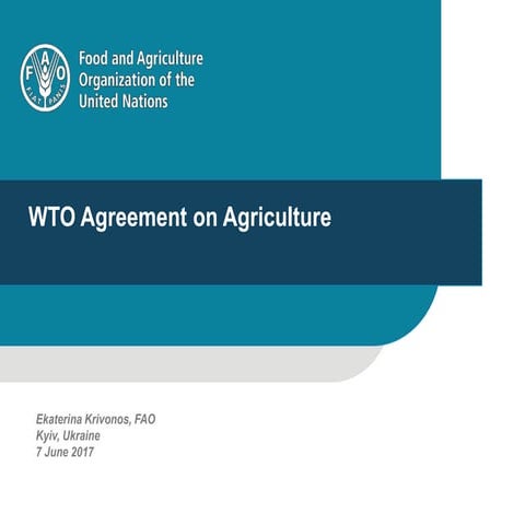 WTO Agreement on Agriculture | PDF