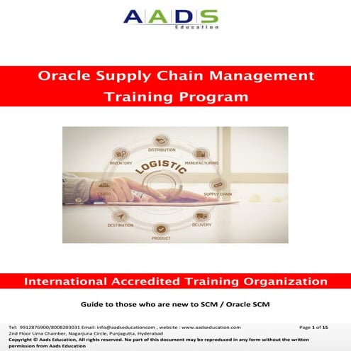 Learn Oracle SCM functional Online training| Aads Education | PDF