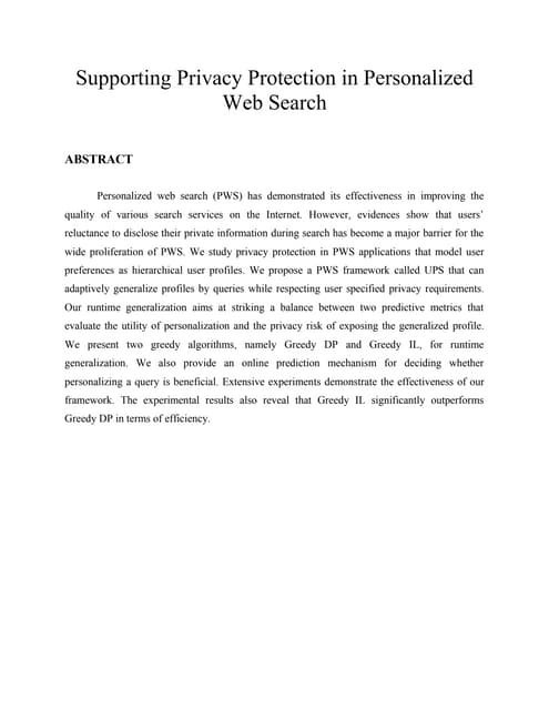 Supporting privacy protection in personalized web search | PDF