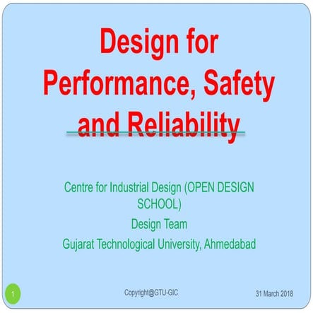 1. design for performance, safety and reliability | PPSX