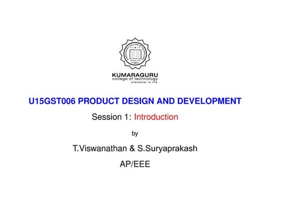 Product Design & Development - 1 | PPT
