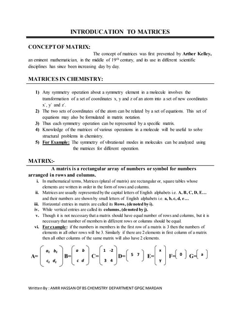 Introduction To Matrices Ppt