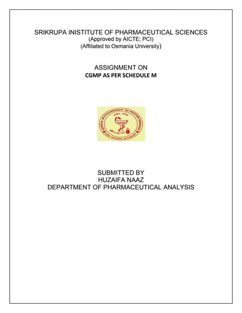 Schedule T Good Manufacturing Practice Indian systems of Medicine | PDF | Pharmaceutical ...
