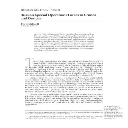 Russian Special Operations Forces in Crimea and Donbas | PDF