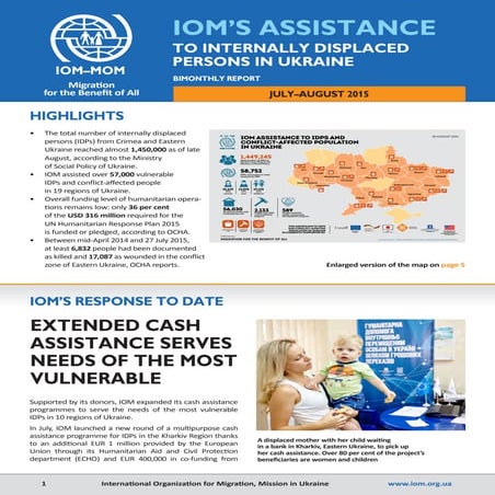 Monthly report on IOM's assistance to IDPs in Ukraine, July-August 2015 ...