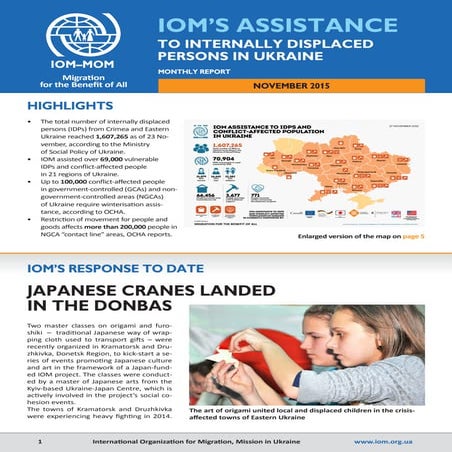 Monthly report on IOM's assistance to IDPs in Ukraine, November 2015 | PDF