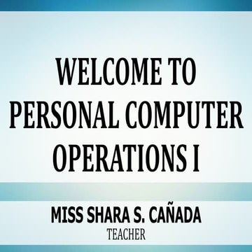 Personal Computer Operations I | PPTX