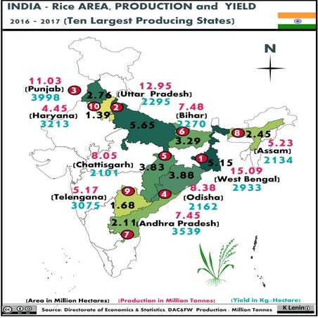 1.2 India rice area production and yield whole map 2016 2017 | PDF