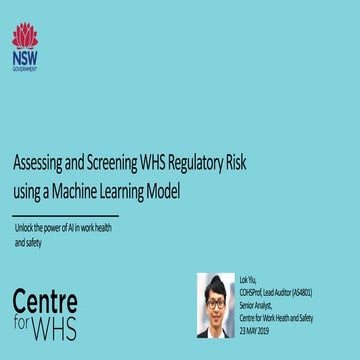 Assessing and screening whs regulatory risk using a machine learning ...