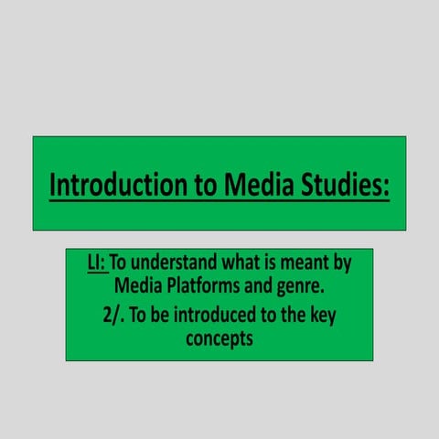 Media studies extended project first lesson | PPTX