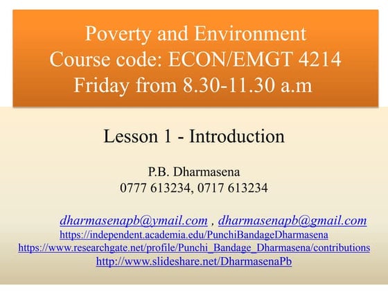 Poverty-Environment Nexus - Indian Economic Development | PPT
