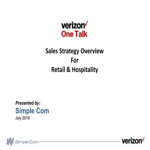 1. Verizon One Talk Sales Strategy Overview For Retail & Hospitality | PPT