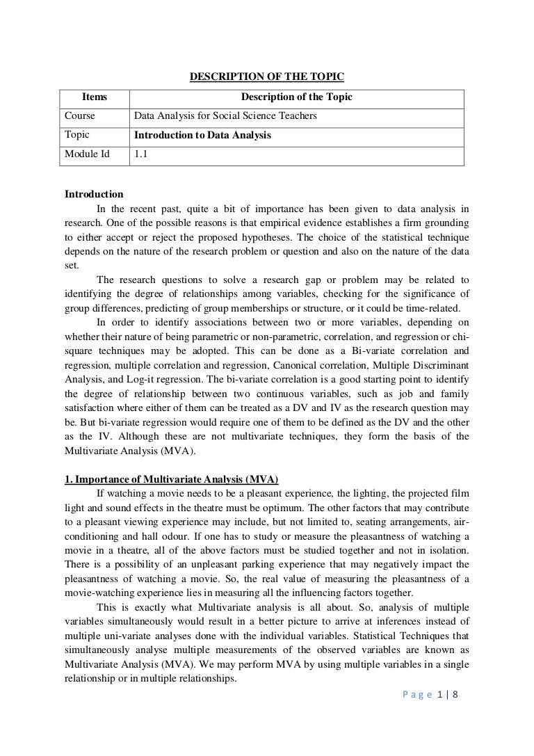 Introduction To Data Analysis