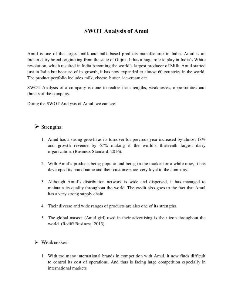 SWOT Analysis of Amul