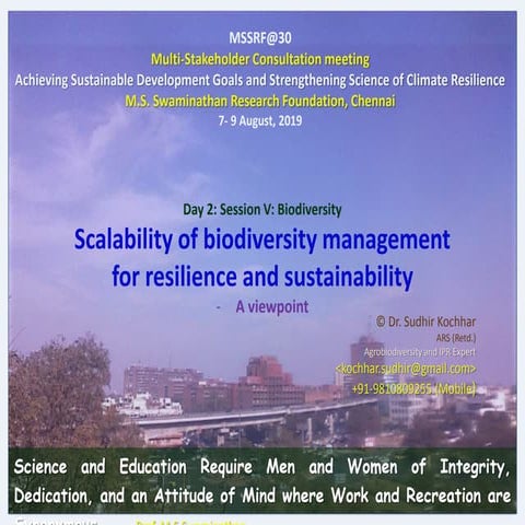 Scalability of biodiversity management for resilience and ...