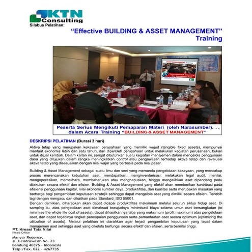 Silabus Training "Effective BUILDING & ASSET MANAGEMENT" | PDF