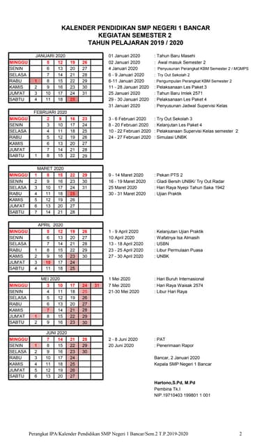 Kalender akademik 2020 | PDF