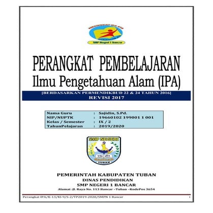 1. cover perangkat ipa 9 s2 | PDF