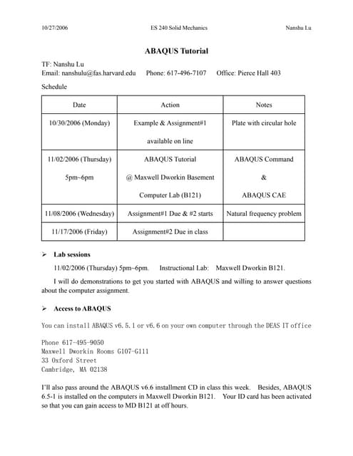 1 1 abaqus tutorial | PDF