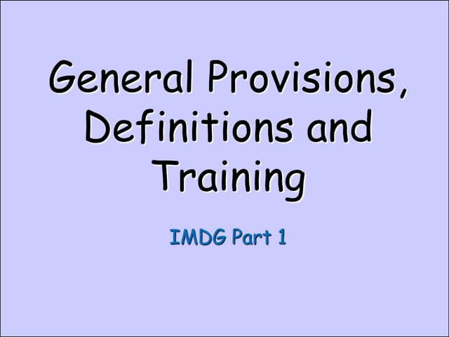 An introduction to the imdg code | PPT