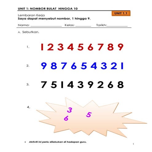 LATIHAN : Sebutkan Nombor Berikut | PDF