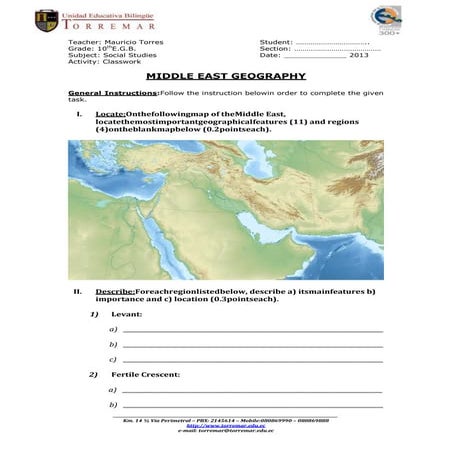 Middle East Geography Worksheet | DOCX