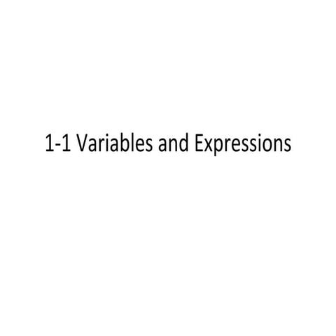 1 1 variables and expressions | PPT