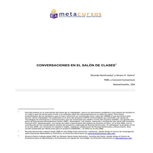 Conversaciones en el salón de clases - trascripción de videopaper | PDF