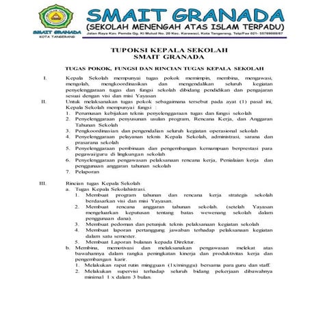1. tupoksi kepala sekolah + alur kegiatan | PDF