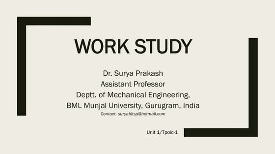 Work Study: Method Study & Work Measurement | PPT | Human Resources ...