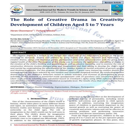 The Role of Creative Drama in Creativity Development of Children Aged 5 ...