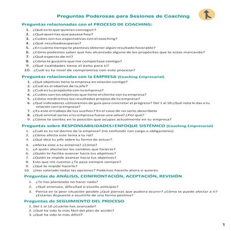 Preguntas Poderosas sesiones de Coaching | PDF