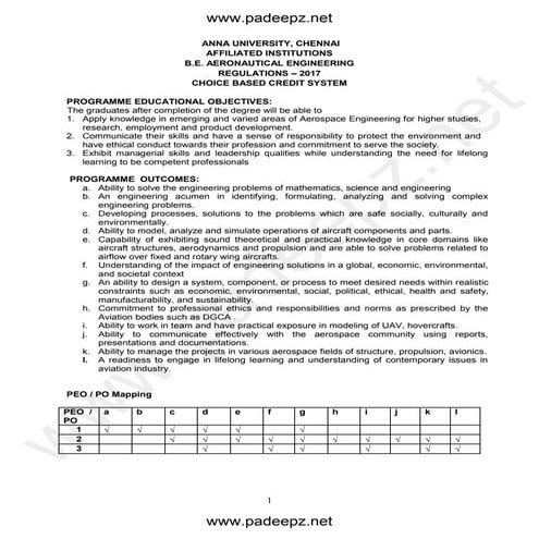 1. b.e. aeronautical engineering syllabus 2017 | PDF